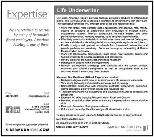 Life Underwriter - The Royal Gazette | Bermuda News, Business, Sports ...