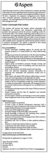 Senior Catastrophe Risk Analyst - The Royal Gazette | Bermuda News ...