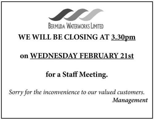 Closed for Staff Meeting - The Royal Gazette | Bermuda News, Business ...
