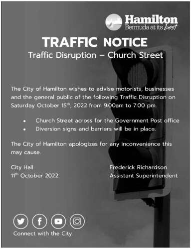 TRAFFIC NOTICE Traffic Disruption â€“ Church Street - The Royal Gazette ...