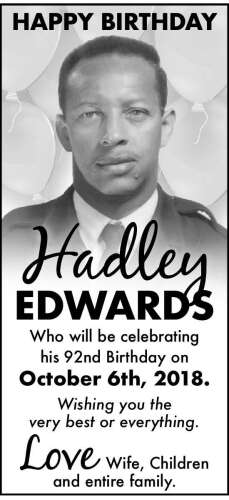 Happy 92nd Birthday Hadley Edwards - The Royal Gazette | Bermuda News ...