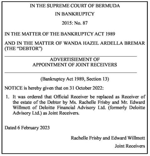 Notice for Appointment of Receivers - The Royal Gazette | Bermuda News ...