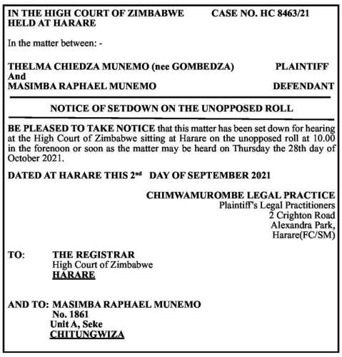 NOTICE OF SETDOWN ON THE UNOPPOSED ROLL - The Royal Gazette | Bermuda ...