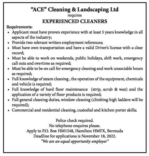 Experienced Cleaners - The Royal Gazette | Bermuda News, Business ...
