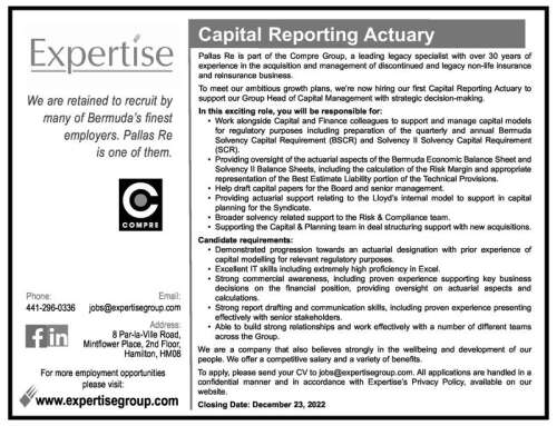 Capital Reporting Actuary - The Royal Gazette | Bermuda News, Business ...
