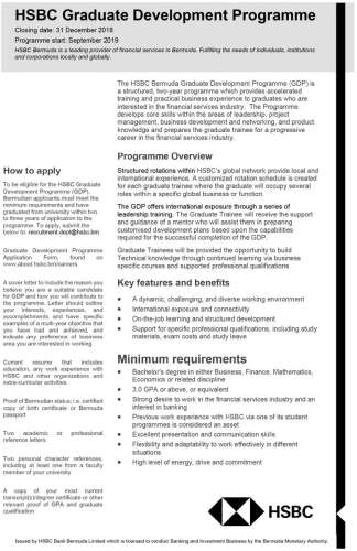 HSBC Graduate Development Programme - The Royal Gazette | Bermuda News ...