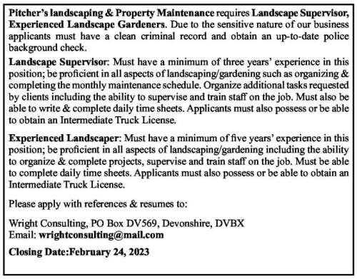 Landscape Supervisor - The Royal Gazette | Bermuda News, Business ...