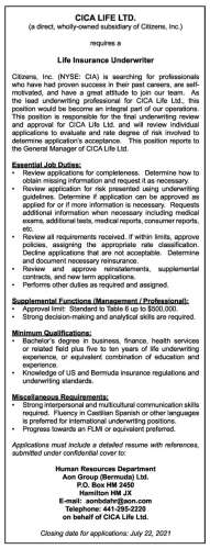 CICA - Life Insurance Underwriter - The Royal Gazette | Bermuda News ...