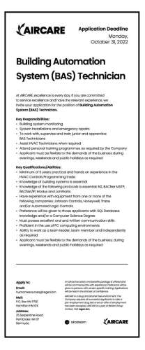 Building Automation System (BAS) Technician - The Royal Gazette ...