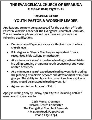 Youth Pastor & Workshop Leader - The Royal Gazette | Bermuda News ...