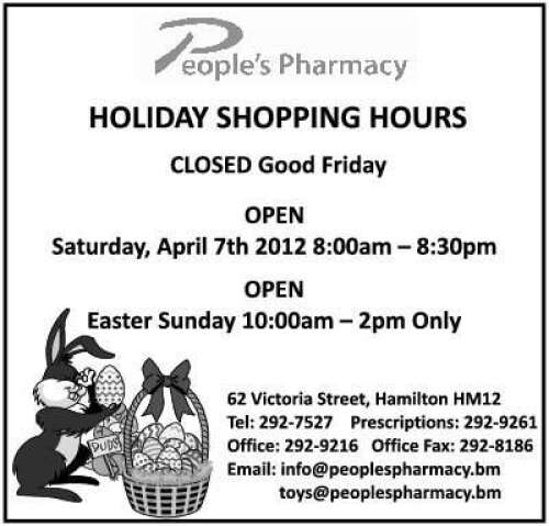 EASTER STORE HOURS - The Royal Gazette | Bermuda News, Business, Sports ...