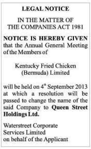 Kentucky Fried Chicken (Bermuda) Limited - The Royal Gazette | Bermuda ...