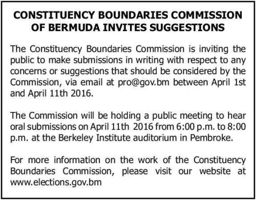 Constituency Boundaries Commission Of Bermuda - The Royal Gazette ...