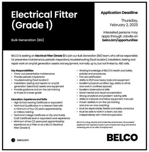 Grade 1 Electrical Fitter - The Royal Gazette | Bermuda News, Business ...