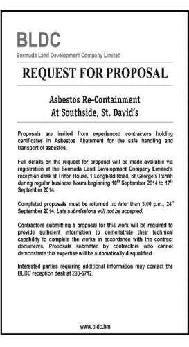 Request for Proposal Asbestos Re-Containment - The Royal Gazette ...