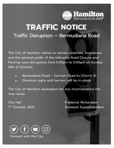 TRAFFIC NOTICE Traffic Disruption â€“ Bermudiana Road - The Royal ...