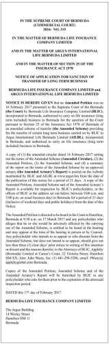 Bermuda Life Insurance Company Limited and Argus International Life ...