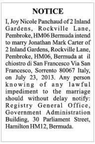 Notice of Intended Marriage - The Royal Gazette | Bermuda News ...