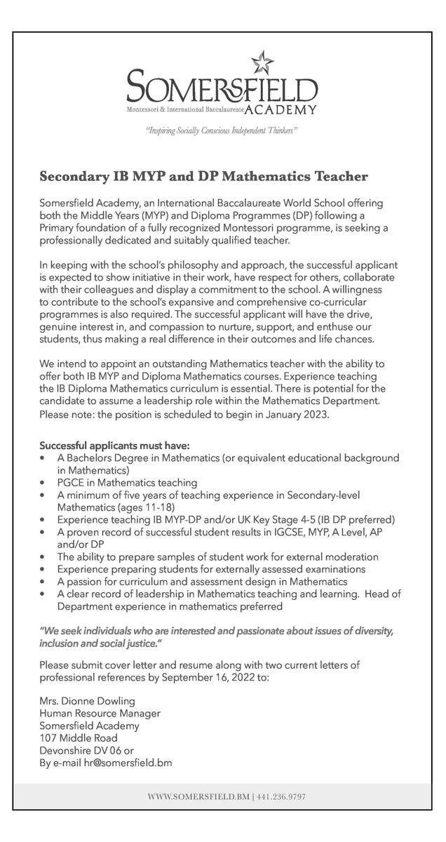 Secondary IB MYP and DP Mathematics Teacher